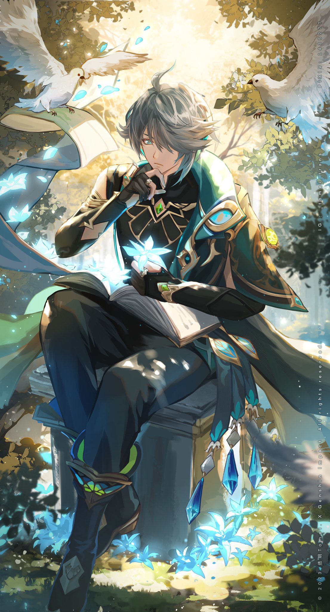 The Big ImageBoard (TBIB) - 1boy ahoge alhaitham (genshin impact) bird ...