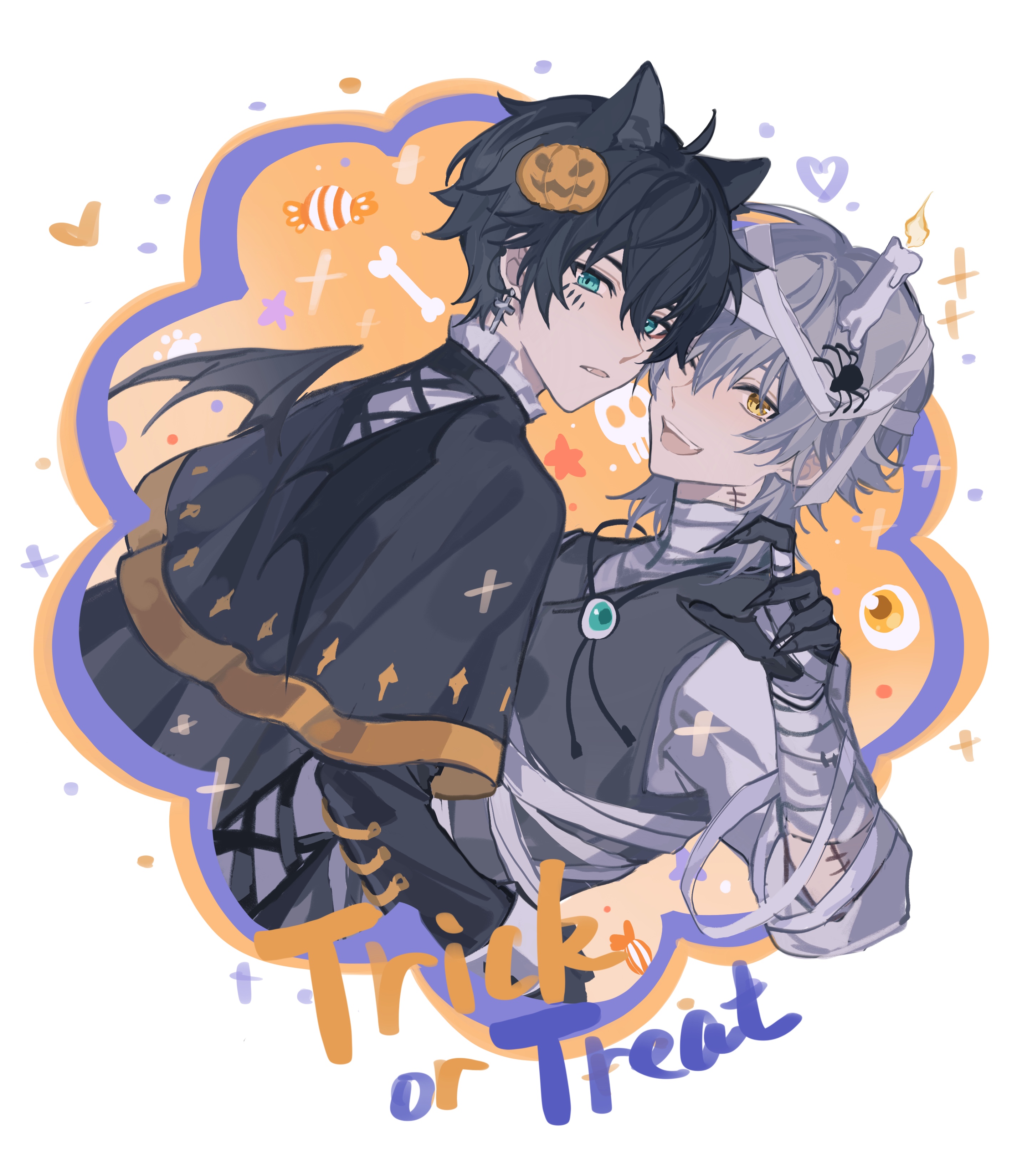 The Big ImageBoard (TBIB) - 2boys absurdres animal ears bandaged arm bandages bishounen black ...