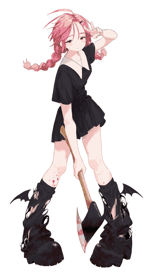 The Big ImageBoard (TBIB) - 1girl axe bat wings black dress black footwear black leg warmers ...