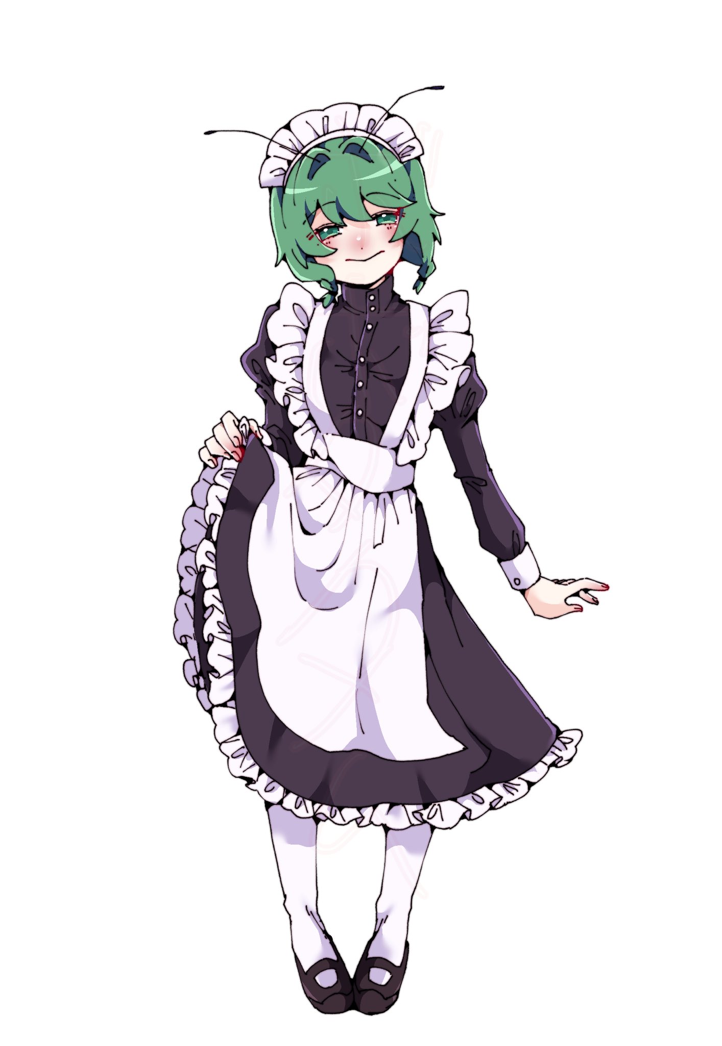 The Big ImageBoard (TBIB) - 1girl alternate costume antennae apron black dress black footwear ...