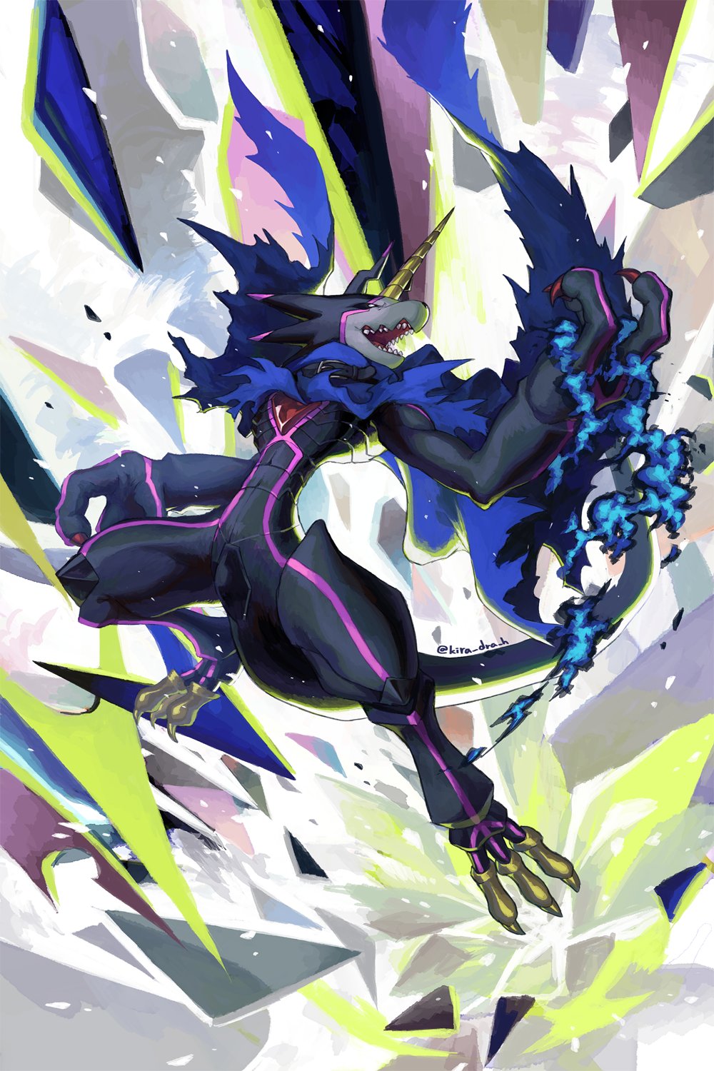 The Big ImageBoard (TBIB) - 2:3 anthro bandai namco belt black body black sclera blue fire cape ...