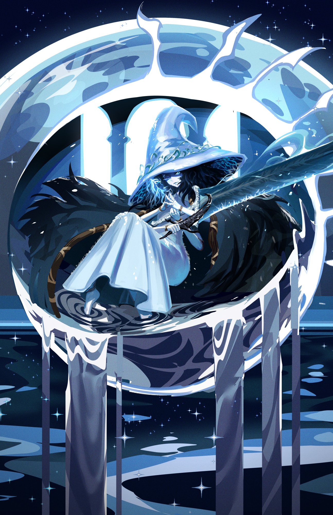 The Big ImageBoard (TBIB) - 1girl black knife (elden ring) blue eyes blue hair blue skin cape ...