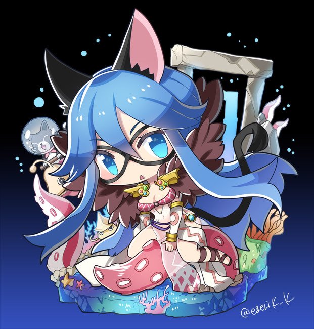 The Big ImageBoard (TBIB) - 1girl animal ears argyle clothes argyle dress black background blue ...