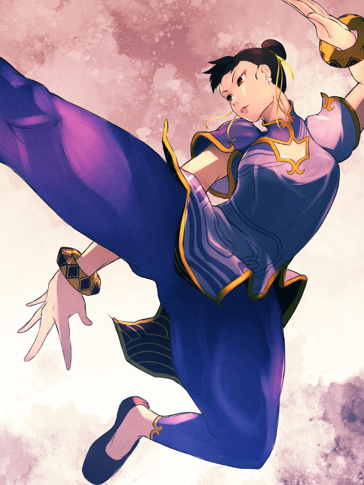 The Big ImageBoard (TBIB) - 1girl black hair blue pants bracelet chest ...