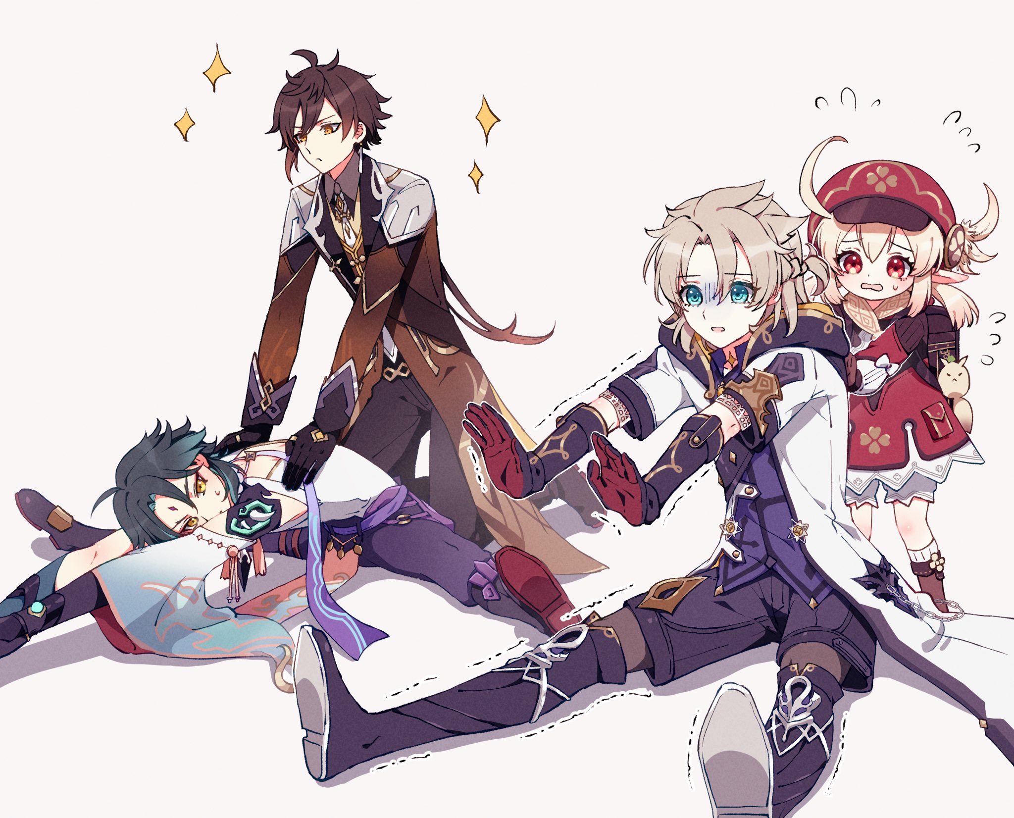 The Big ImageBoard (TBIB) - 1girl 3boys ahoge albedo (genshin impact ...