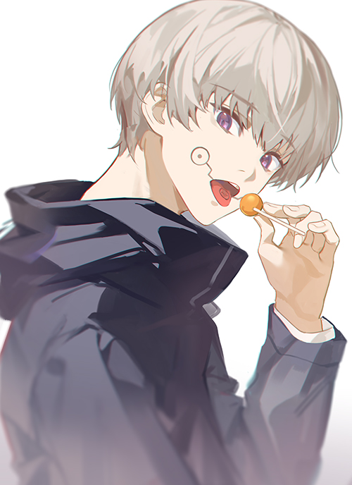 The Big ImageBoard (TBIB) - 1boy black jacket candy facial tattoo food ...