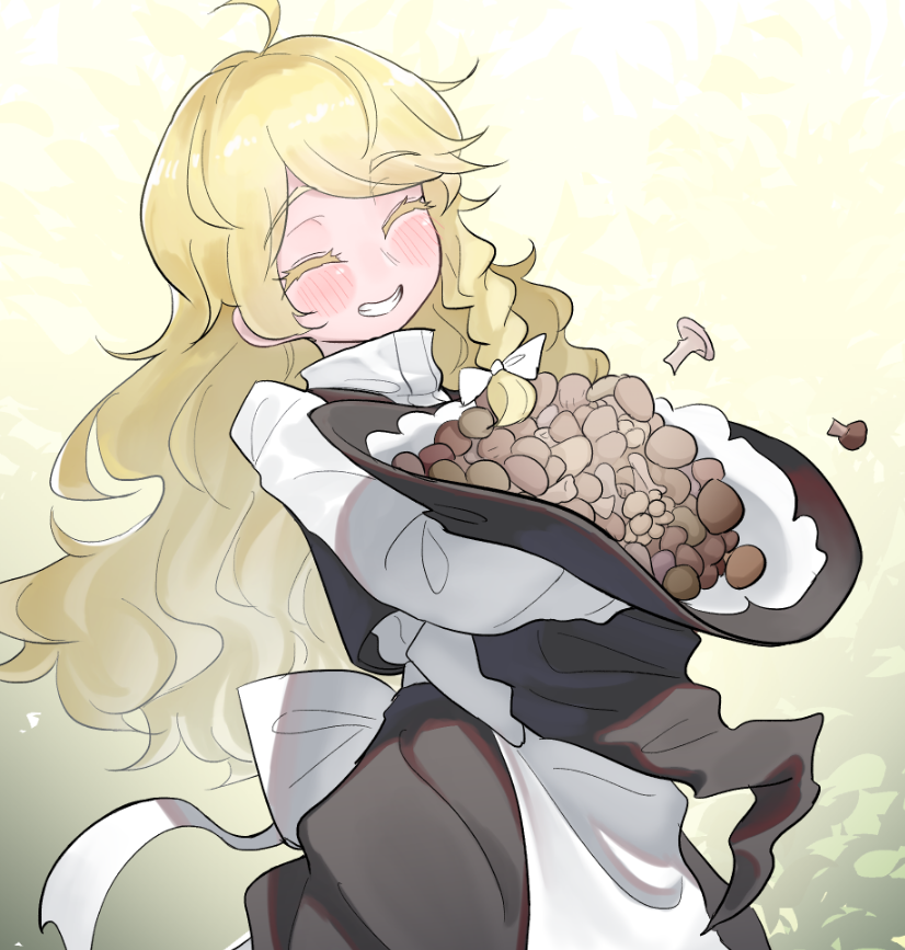 The Big ImageBoard (TBIB) - 1girl apron black dress blonde hair blush bow braid collared shirt ...