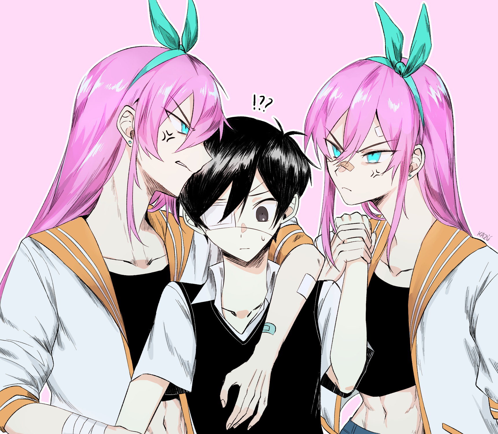 The Big ImageBoard (TBIB) - 1boy 2girls aqua bow aqua eyes aubrey (faraway) (omori) aubrey ...