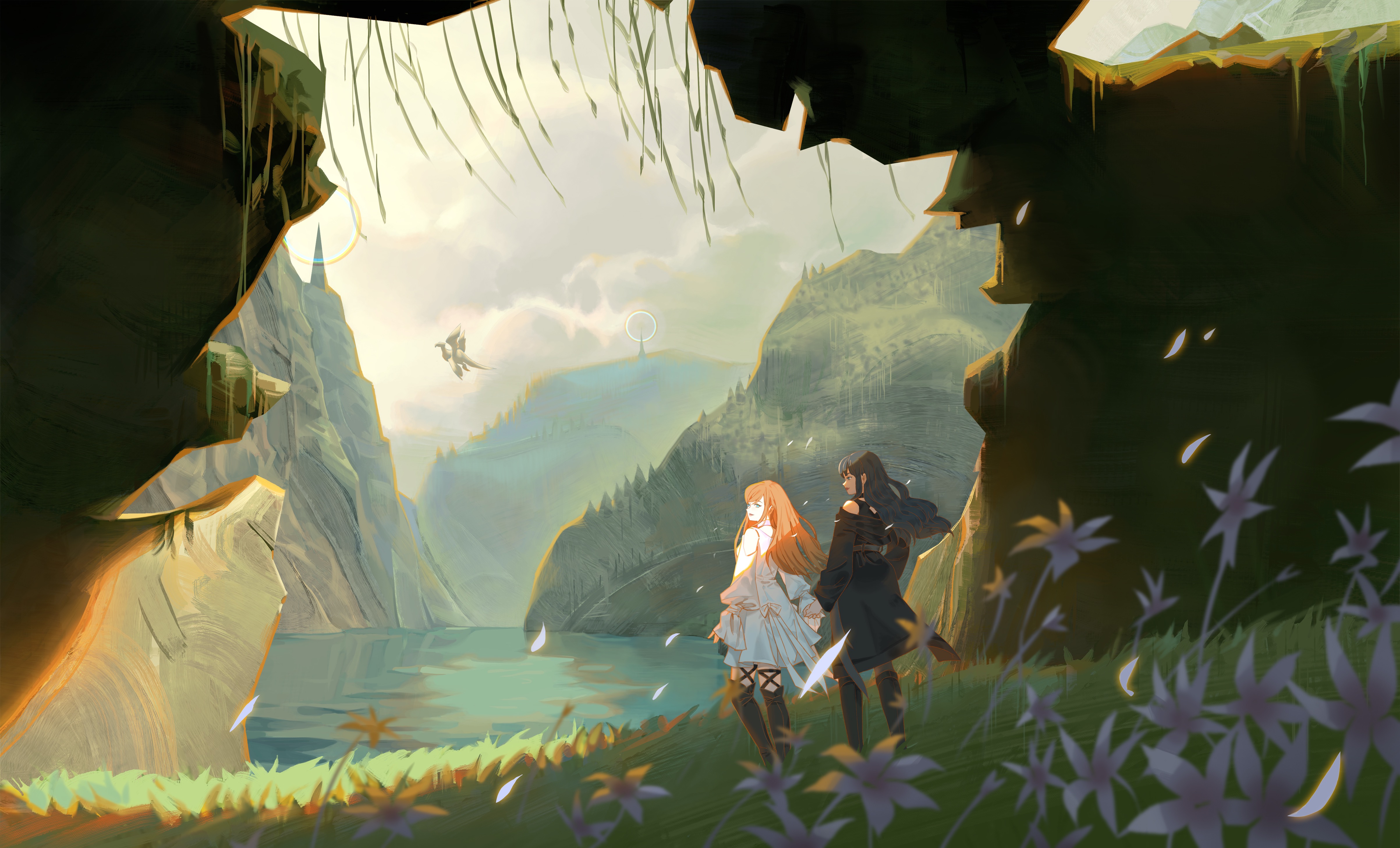 The Big ImageBoard (TBIB) - 2girls absurdres bangs black dress black ...