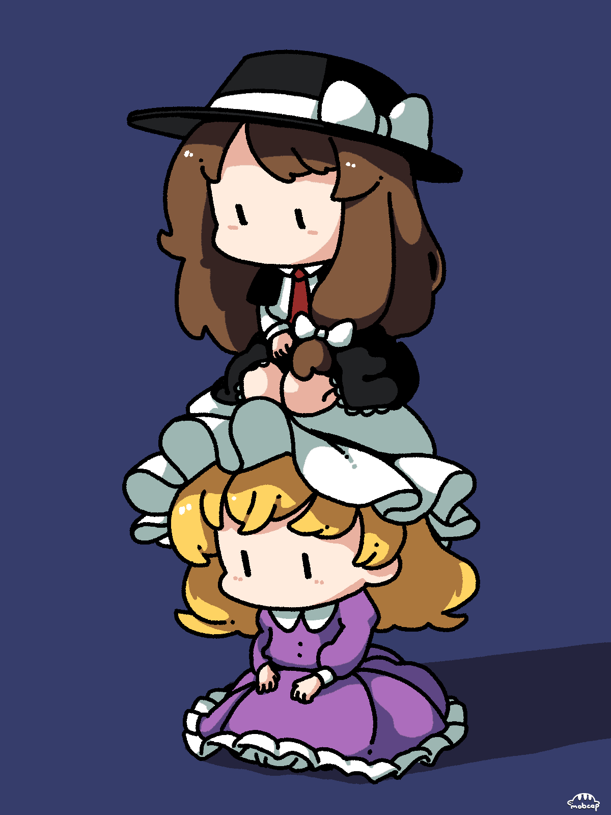 The Big ImageBoard (TBIB) - 2girls bangs black capelet black eyes black headwear black skirt ...