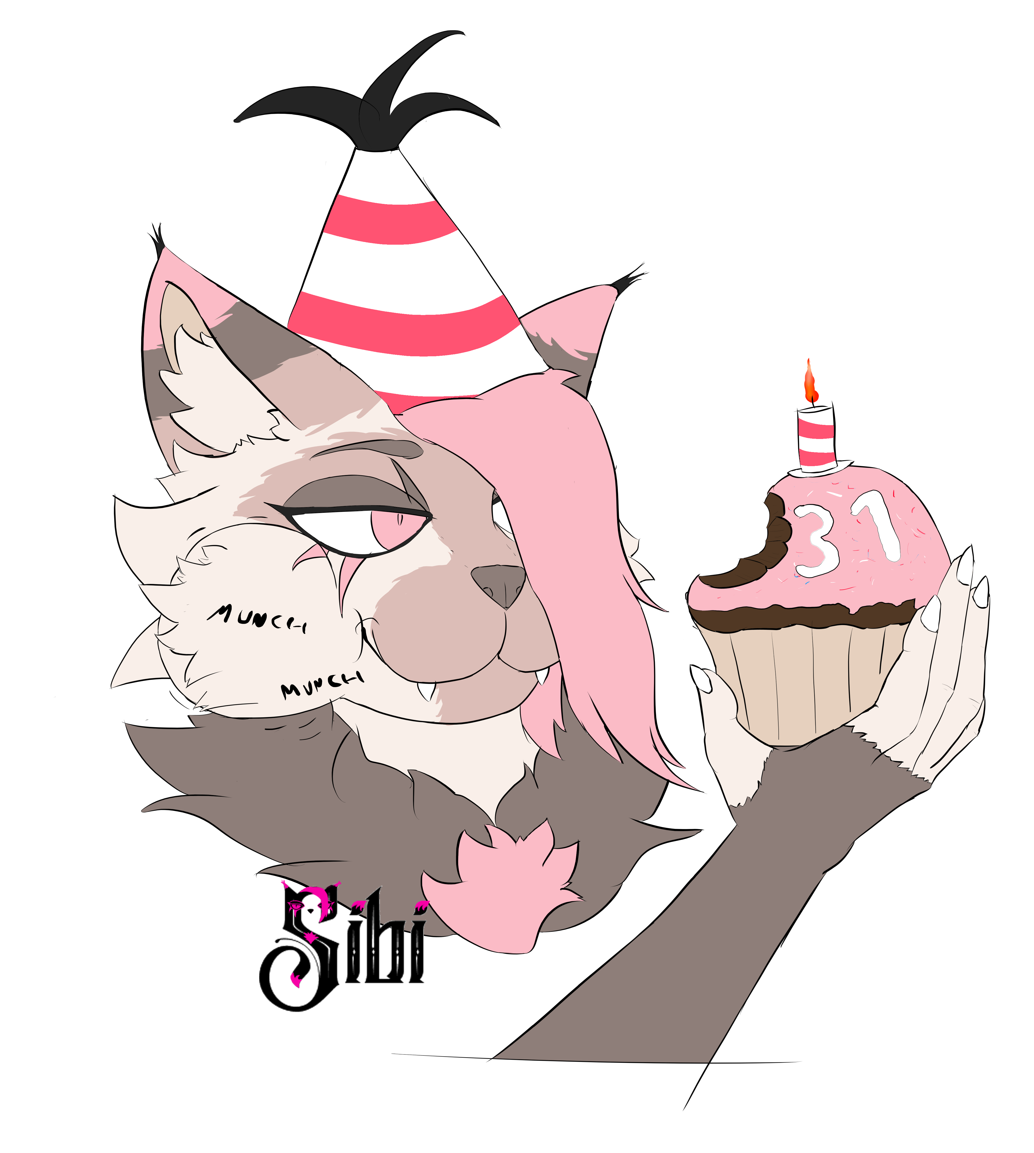 The Big Imageboard Tbib Absurd Res Anthro Birthday Domestic Cat Eating Felid Feline Felis