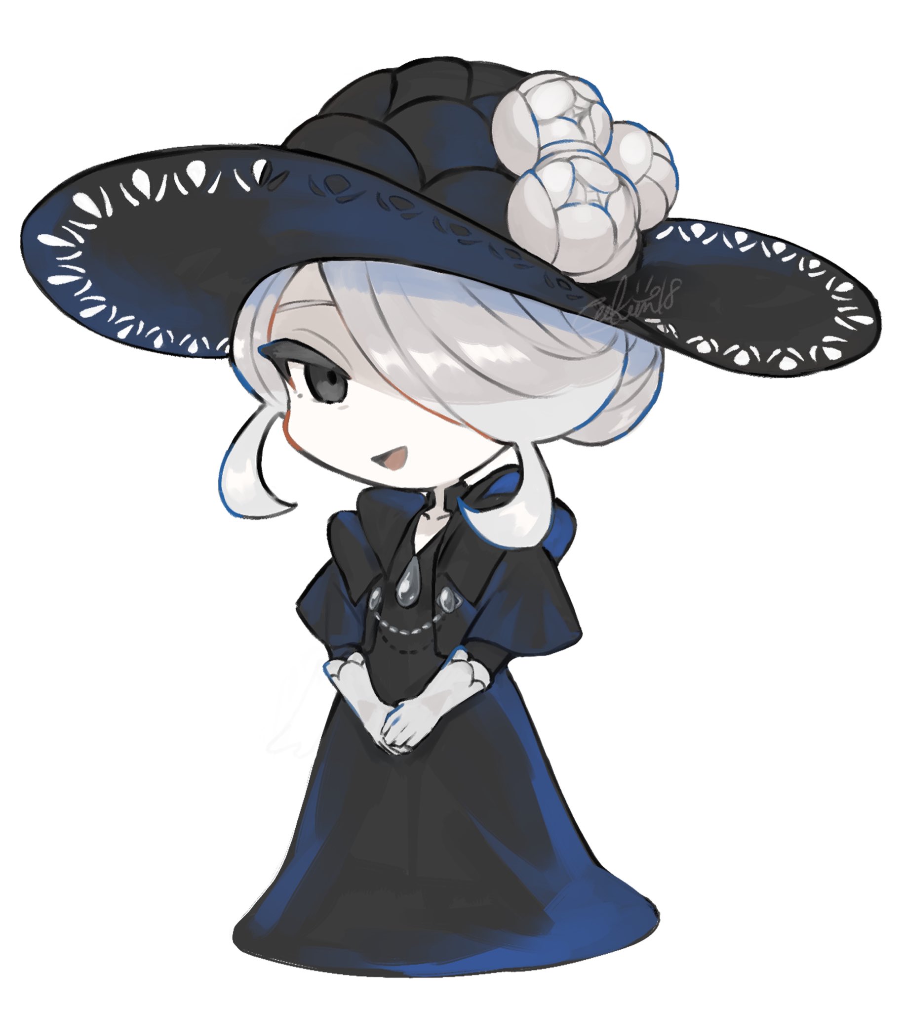 The Big ImageBoard (TBIB) - 1girl :d black choker black dress black eyes black headwear chain ...