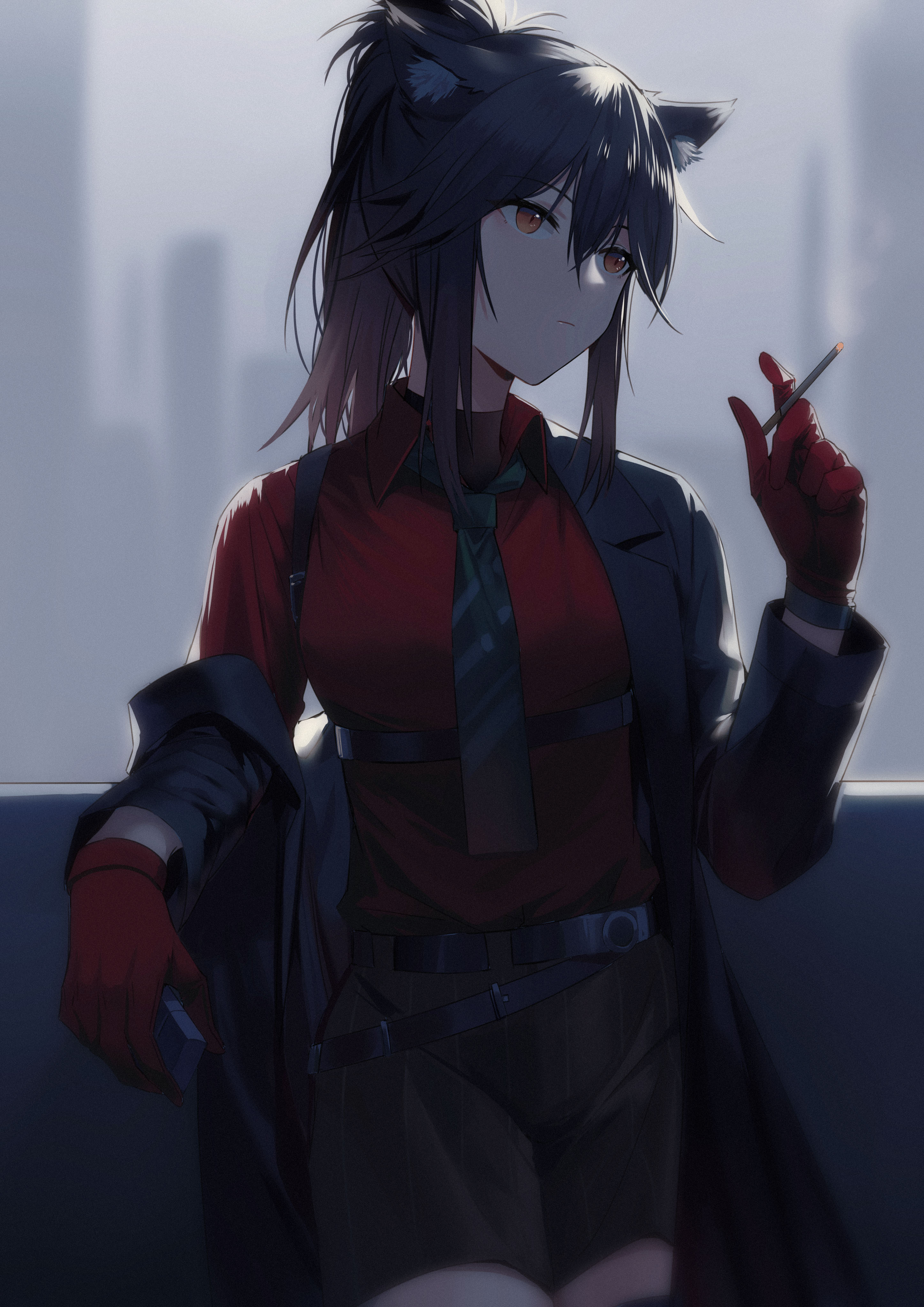 The Big ImageBoard (TBIB) - 1girl absurdres animal ears arknights black hair black jacket black ...