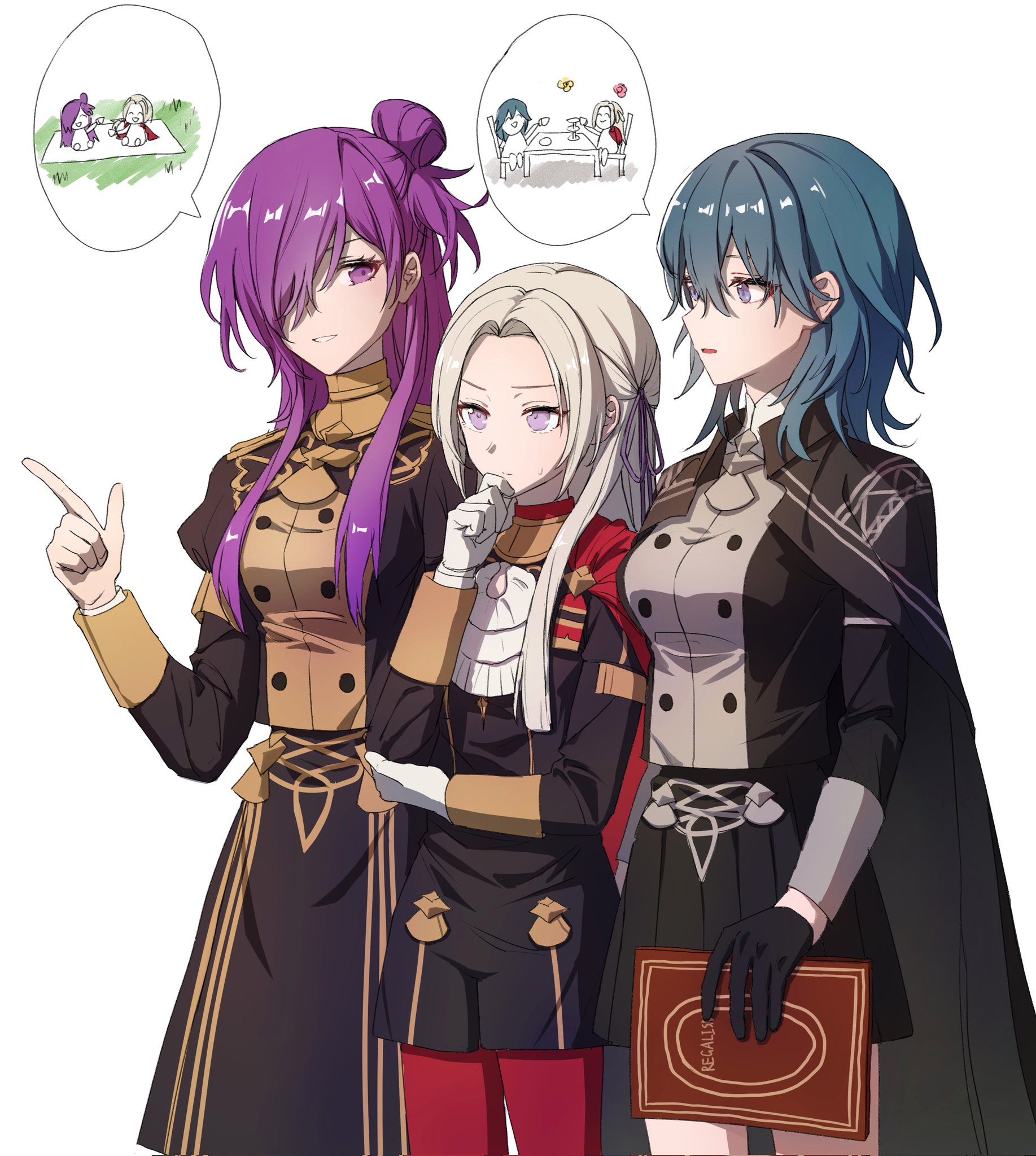 The Big ImageBoard (TBIB) - 3girls black gloves blue eyes blue hair ...