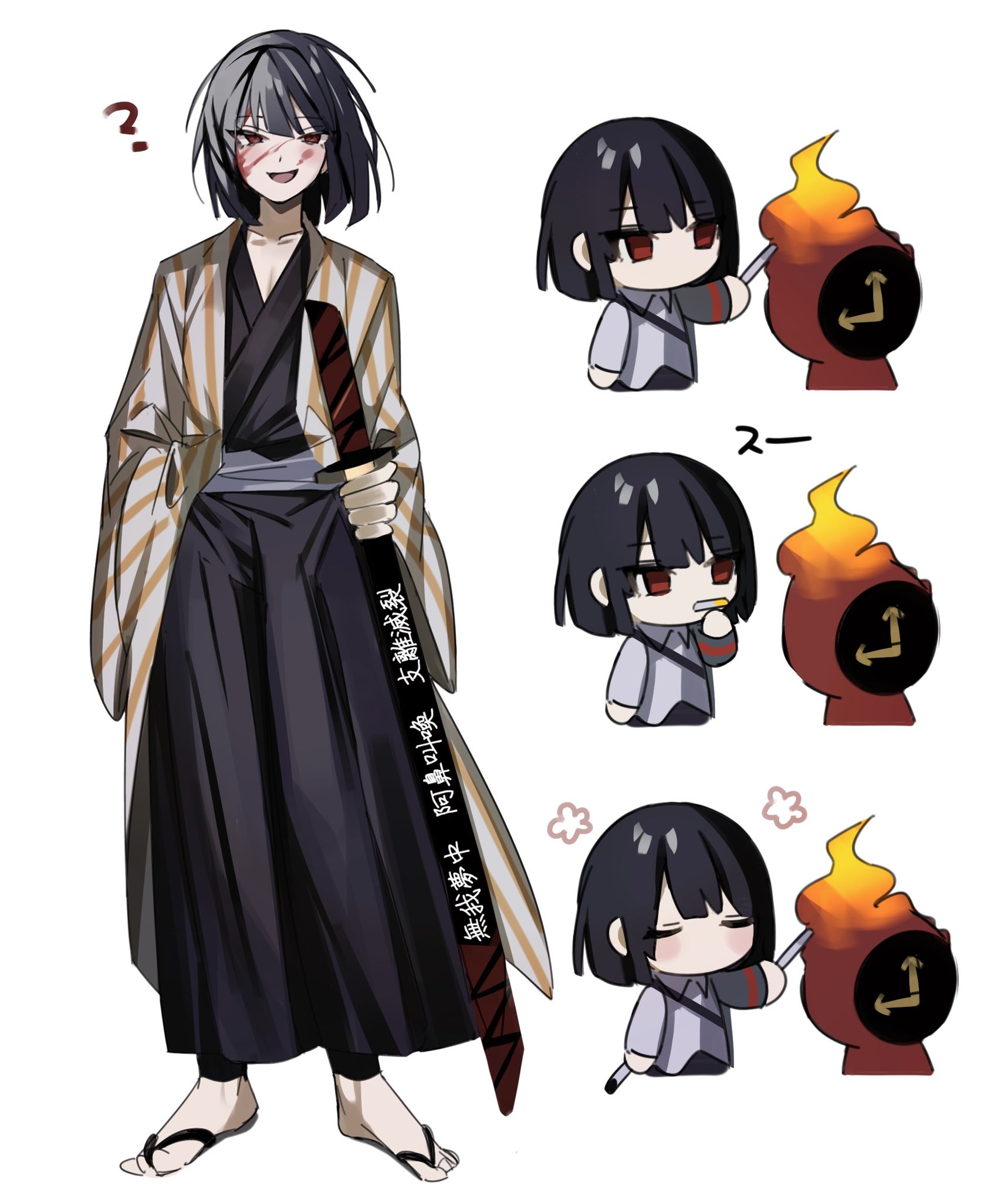 The Big ImageBoard (TBIB) - 1girl 1other ? black hair blood blood on ...