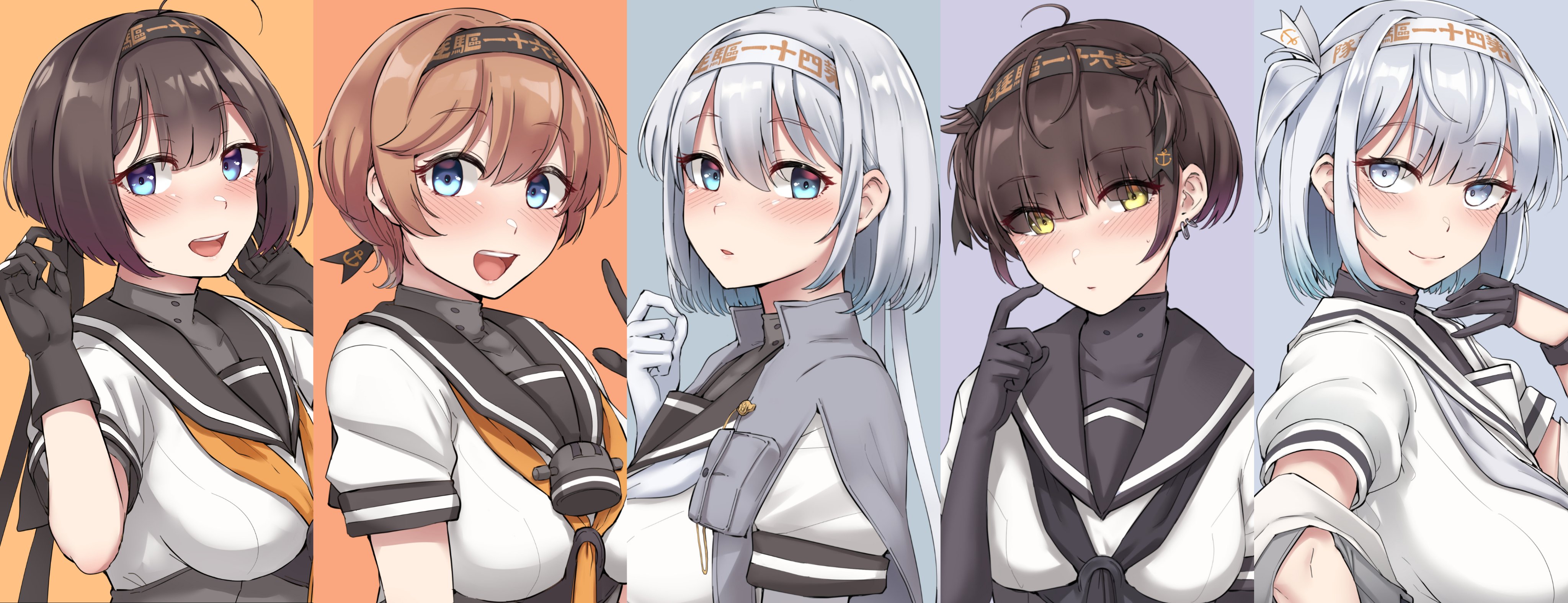 The Big ImageBoard (TBIB) - 5girls absurdres ahoge akizuki (kancolle) alternate hair length ...