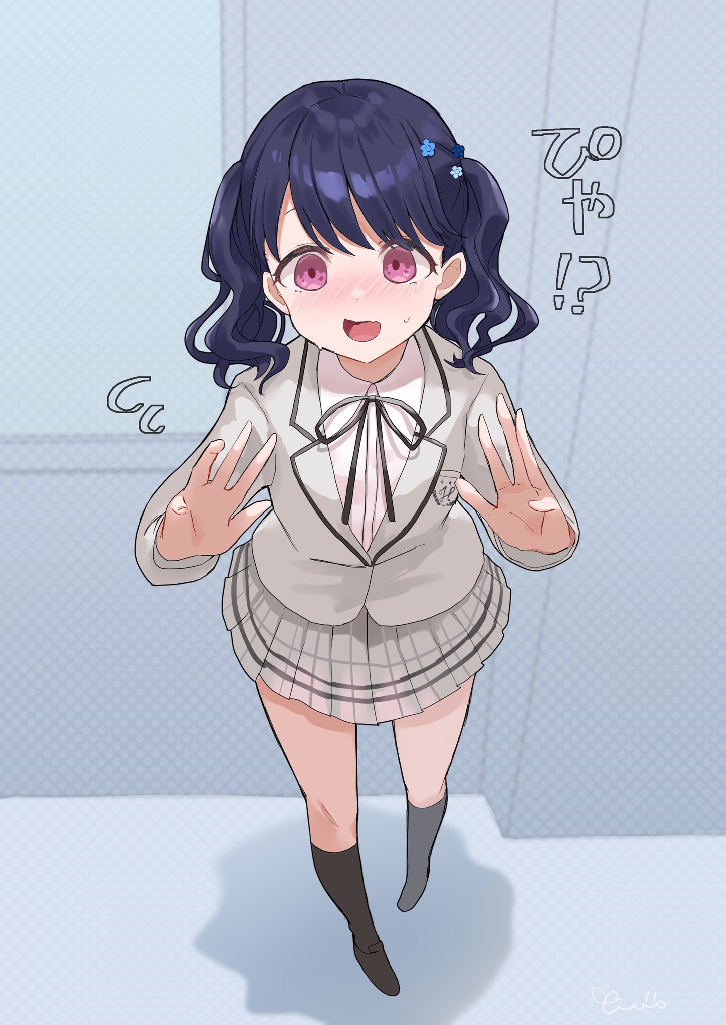 The Big ImageBoard (TBIB) - 1girl black hair black socks blazer blush commentary request fangs ...