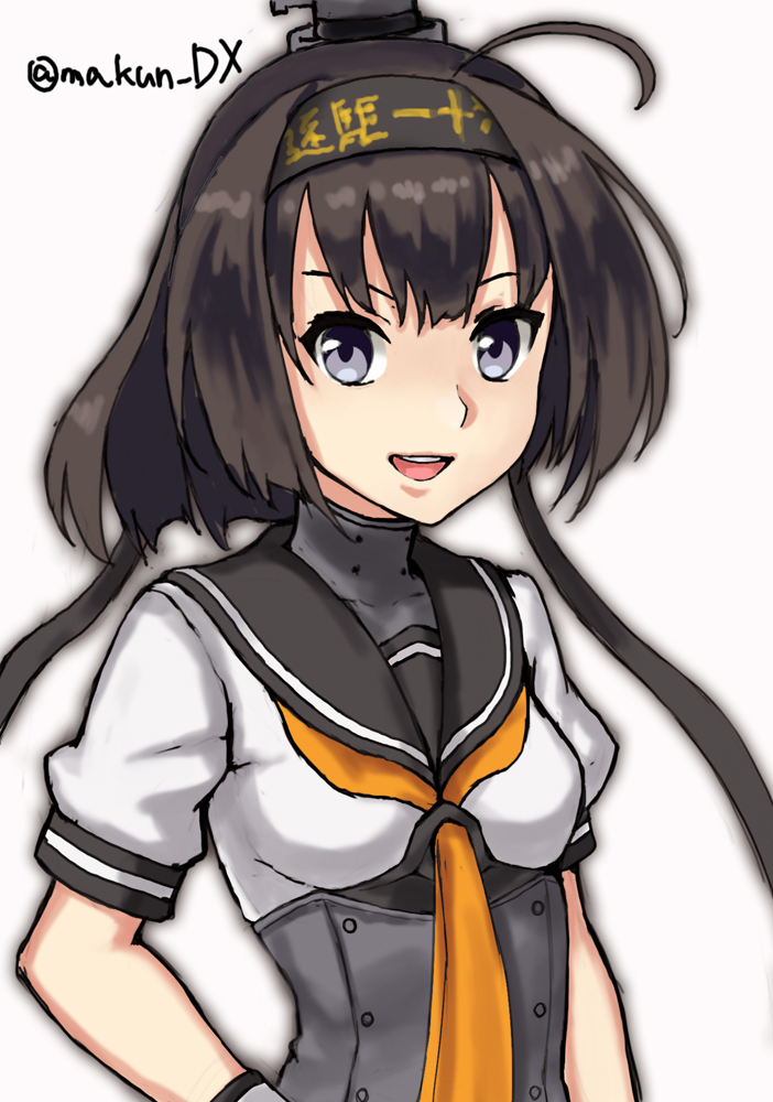 The Big ImageBoard (TBIB) - 1girl ahoge akizuki (kancolle) black hair black headband black ...