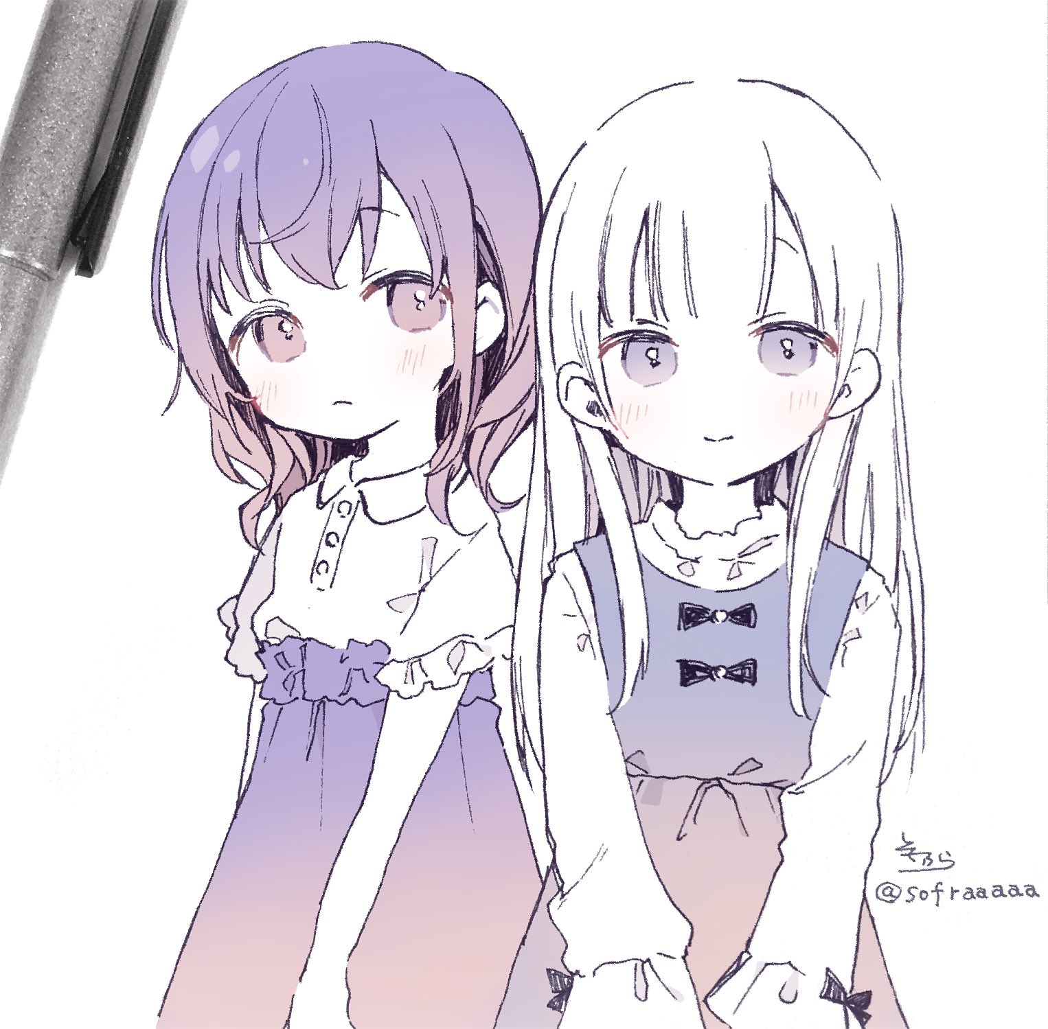 The Big Imageboard Tbib 2girls Bangs Black Bow Blush Bow Character Request Closed Mouth