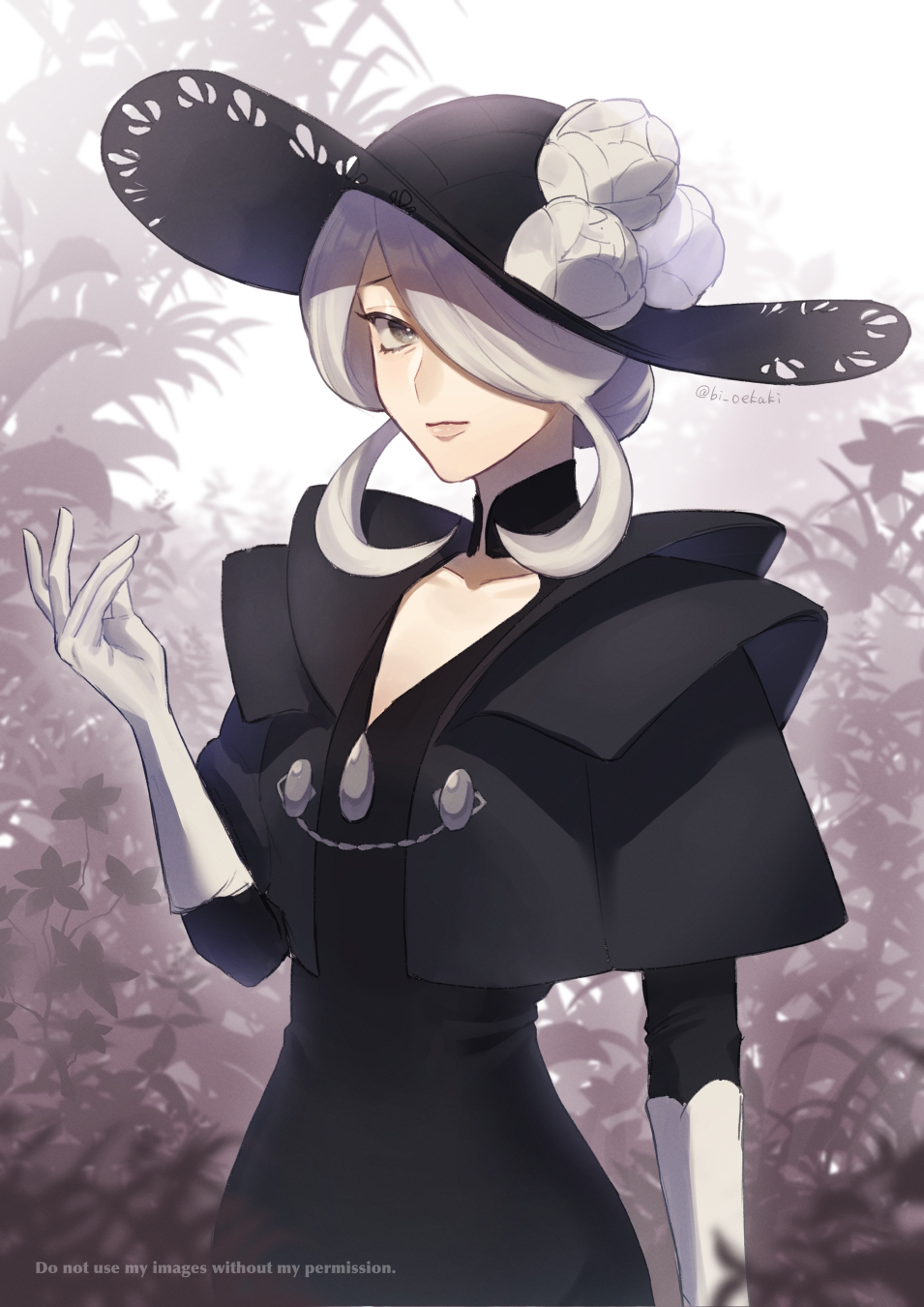 The Big ImageBoard (TBIB) - 12 hnt 1girl black choker black dress black headwear choker closed ...