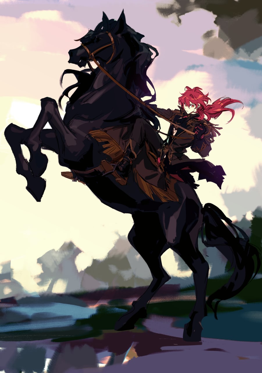 The Big ImageBoard (TBIB) - 1boy animal black coat black footwear black horse black pants closed ...