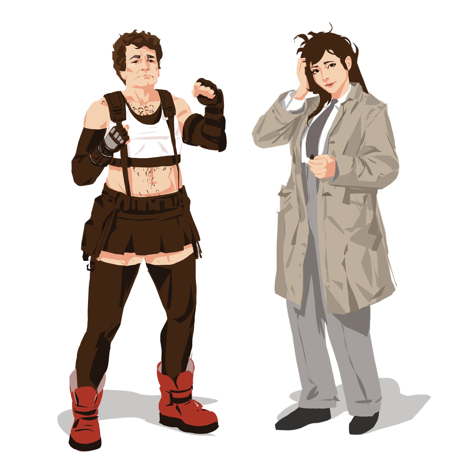 The Big ImageBoard (TBIB) - 1boy 1girl black shirt black skirt chest ...