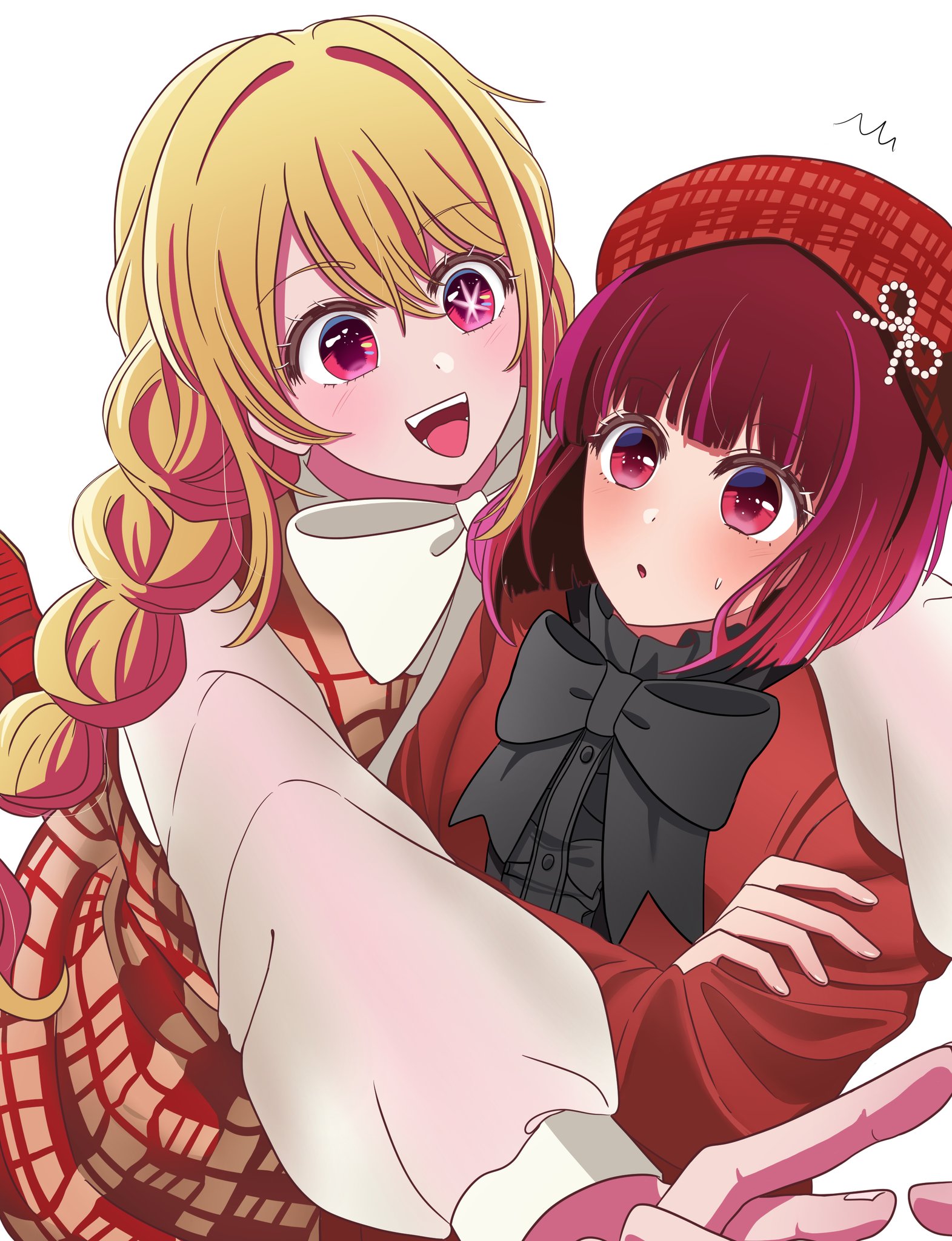 The Big ImageBoard (TBIB) - 2girls arima kana beret black ribbon bob cut hat highres hooddang ...