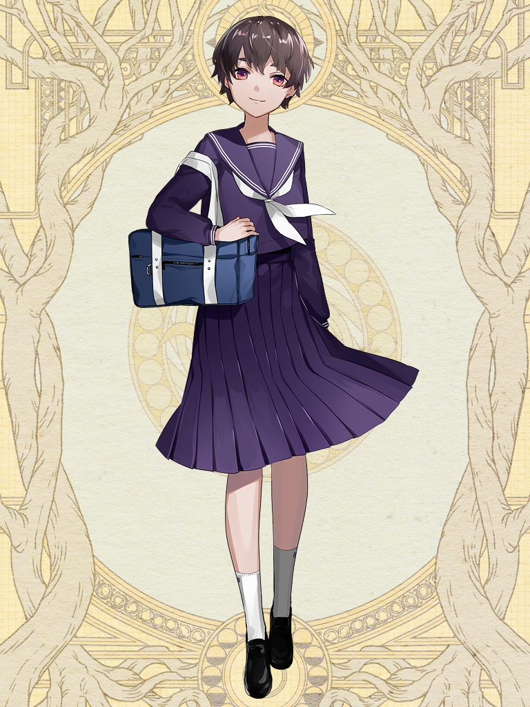 The Big ImageBoard (TBIB) - 1girl arm at side bag binzoko black footwear black hair blue sailor ...