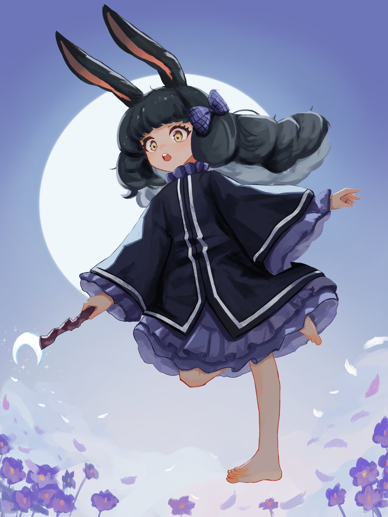 The Big ImageBoard (TBIB) - 1girl :o animal ears barefoot big hair ...