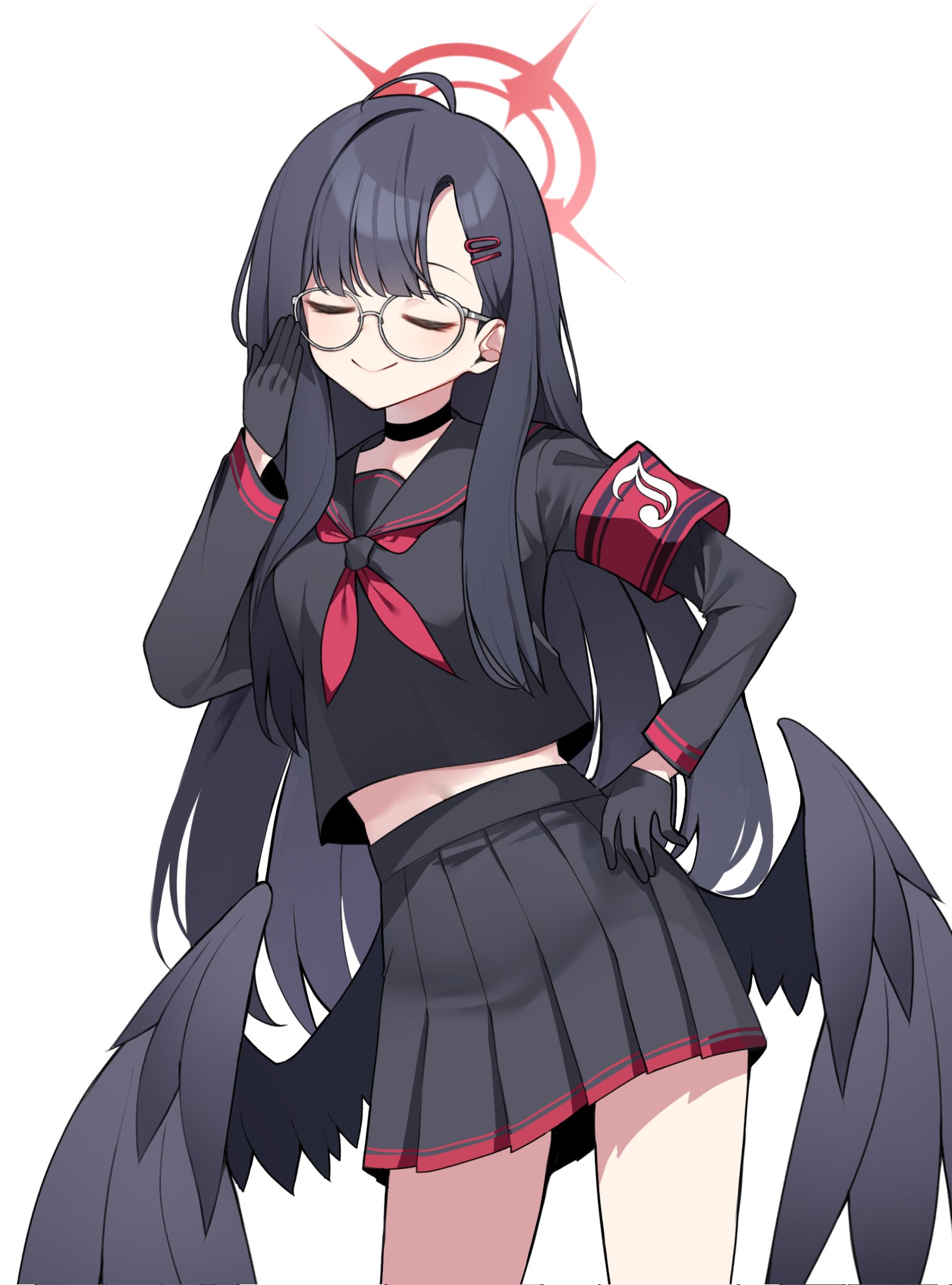 The Big ImageBoard (TBIB) - 1girl bagjeomlye88315 bespectacled black choker black gloves black ...