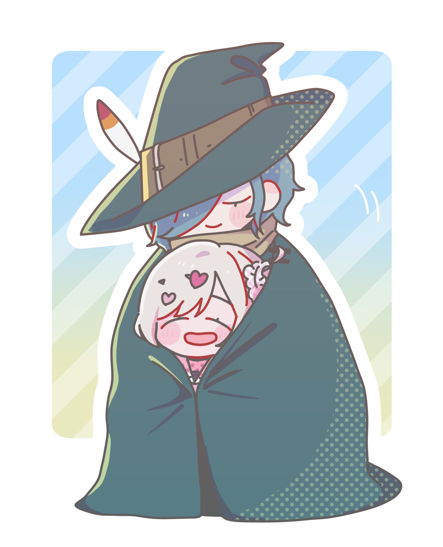 The Big ImageBoard (TBIB) - 2girls aqua hair blush stickers cape chibi ...