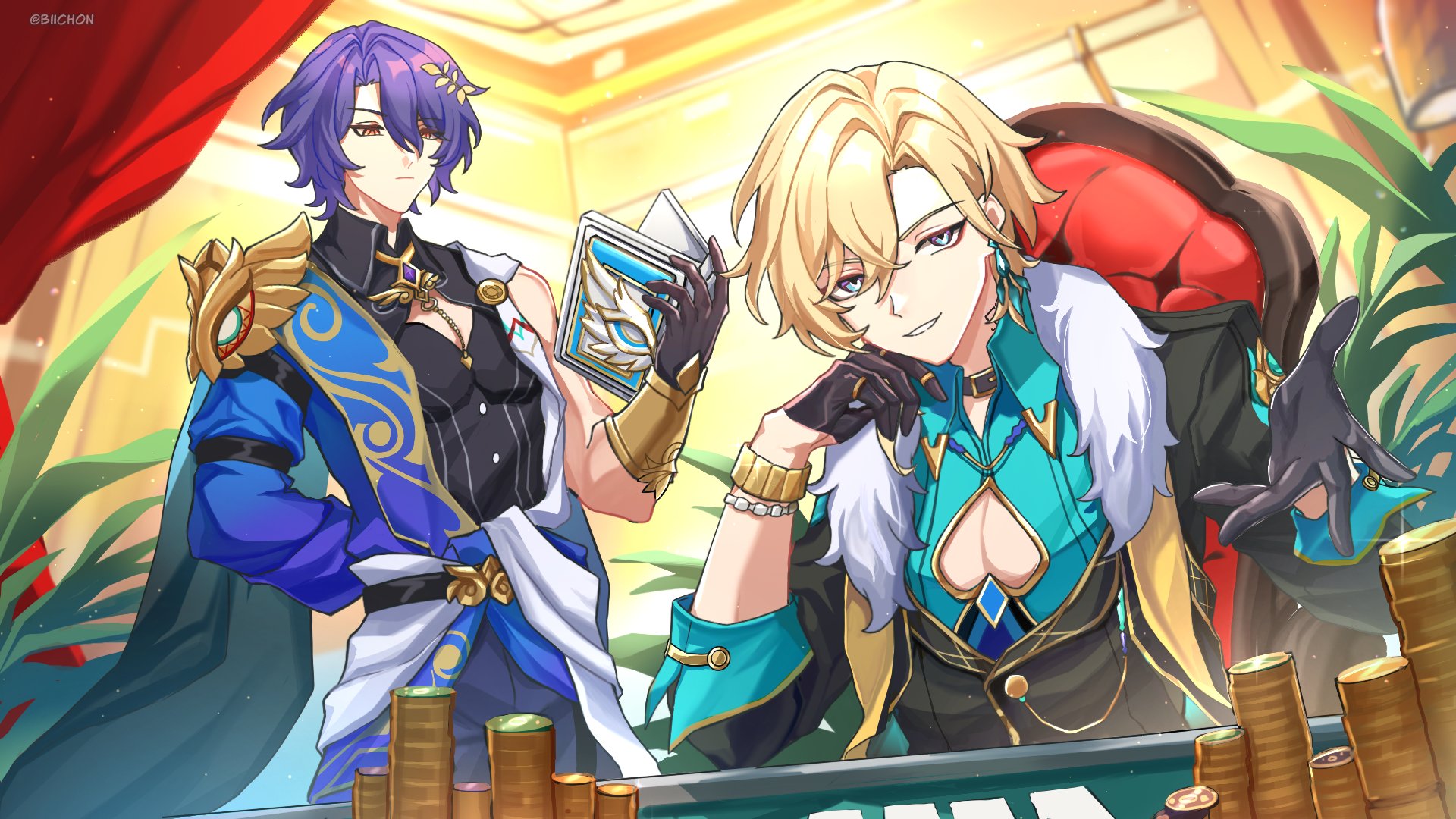 The Big ImageBoard (TBIB) - 2boys aqua shirt armor aventurine (honkai: star rail) bii (biichon ...