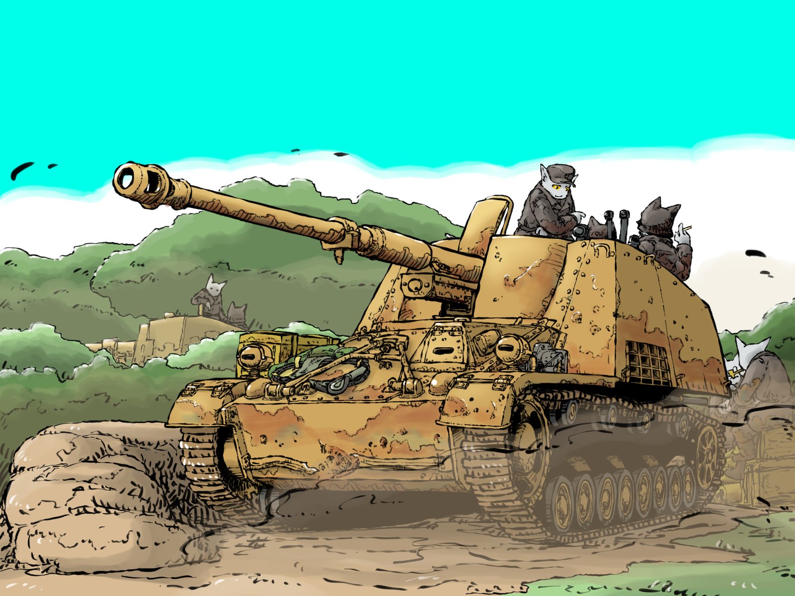 The Big ImageBoard (TBIB) - 6+boys artillery blue sky cannon cigarette ...