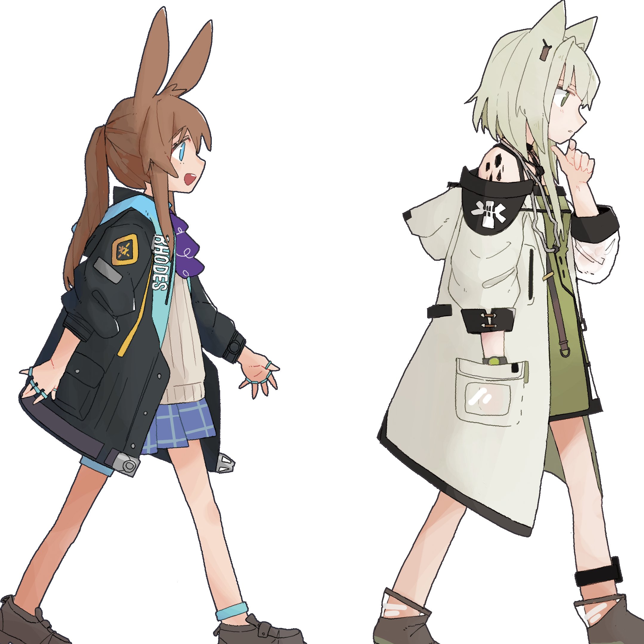 The Big ImageBoard (TBIB) - 2girls amiya (arknights) animal ears arknights blue eyes brown hair ...