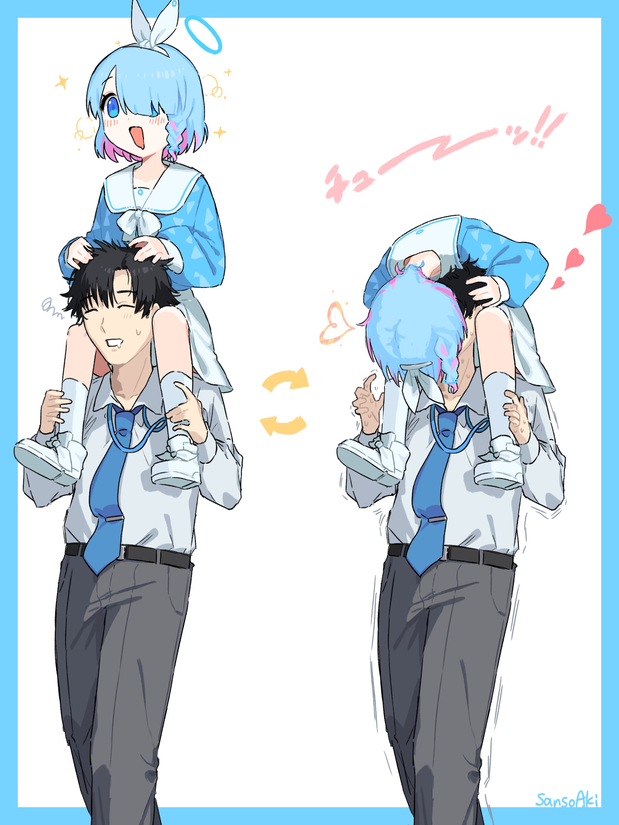 The Big ImageBoard (TBIB) - 1boy 1girl absurdres arona (blue archive) black hair blue archive ...
