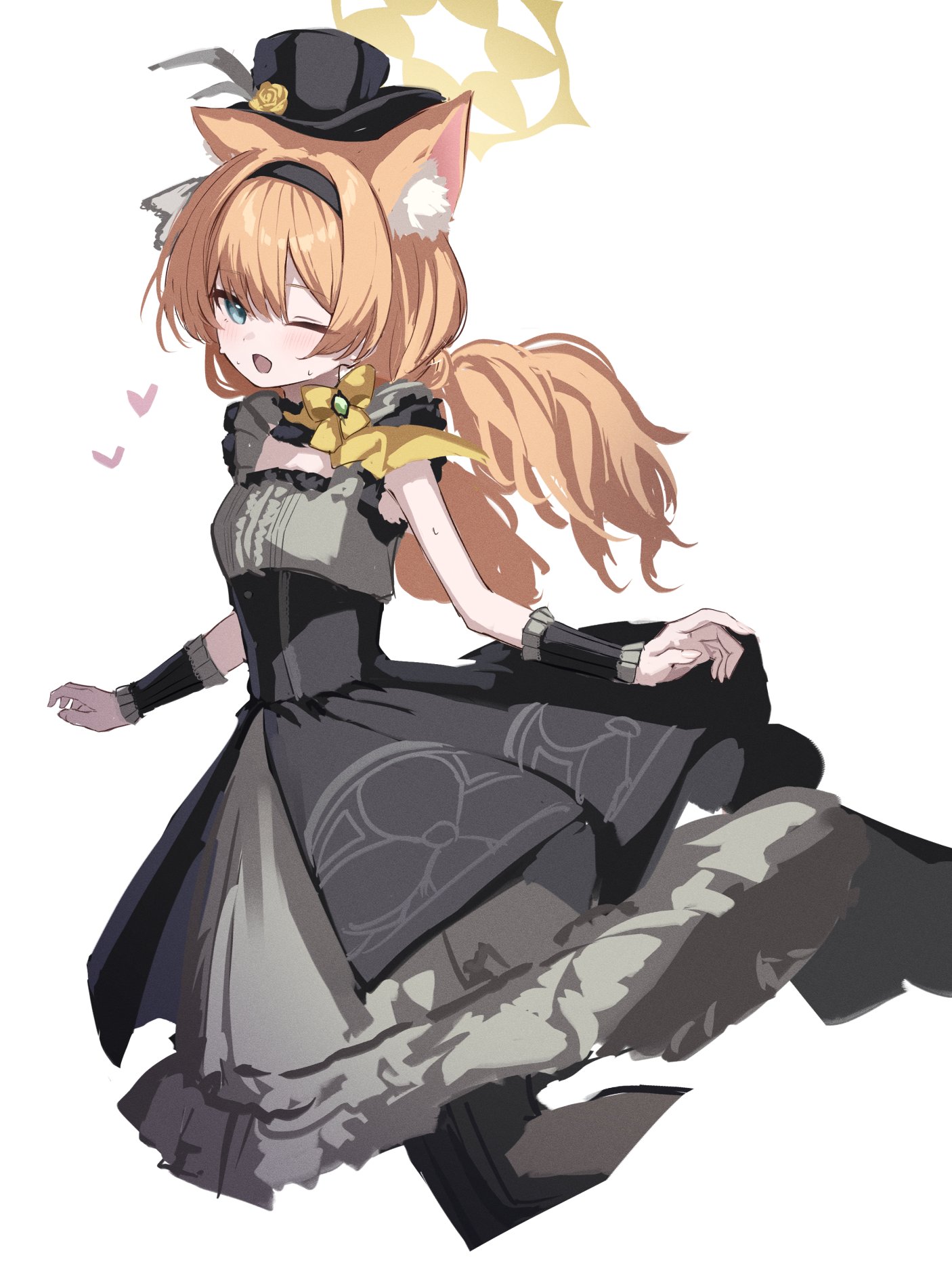 The Big ImageBoard (TBIB) - 1girl animal ear fluff animal ears black dress black hat black ...