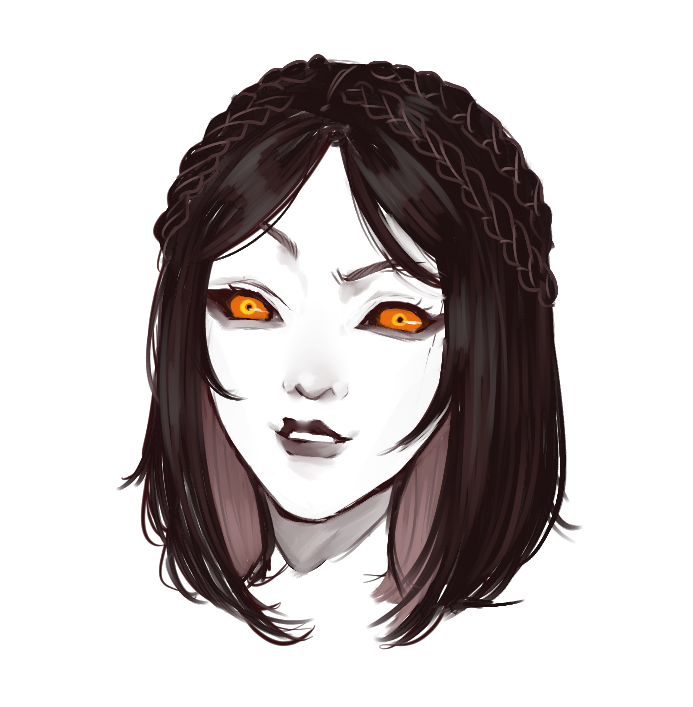 The Big ImageBoard (TBIB) - 1girl black hair black lips braid colored skin looking at viewer ...