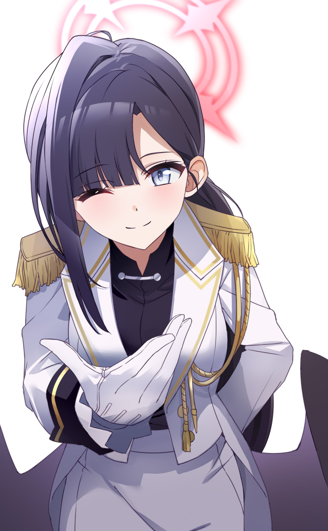 The Big ImageBoard (TBIB) - 1girl black hair black wings blue archive blue eyes dress pants halo ...