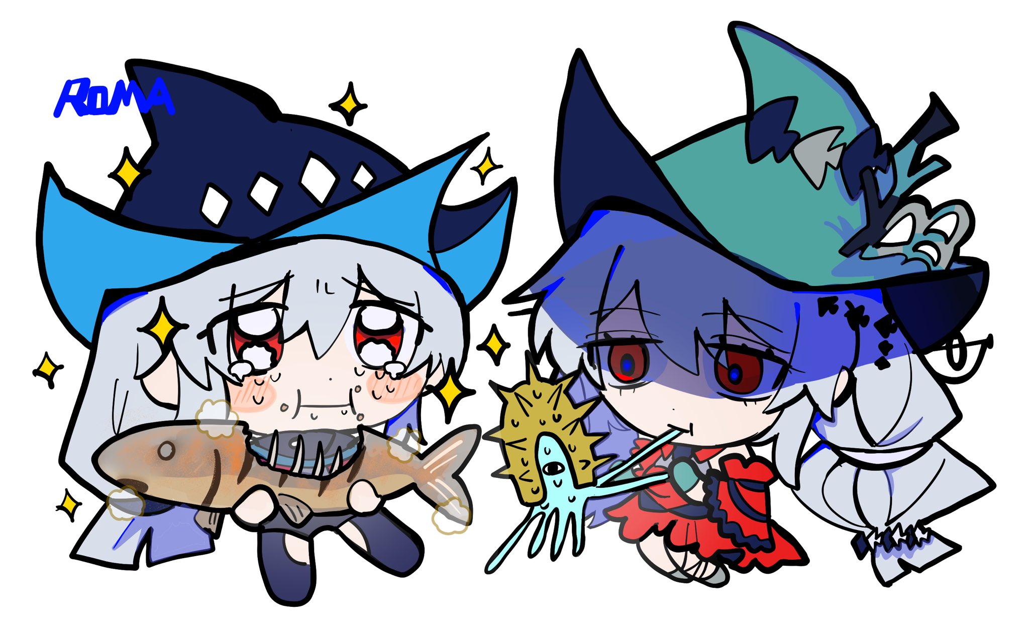 The Big ImageBoard (TBIB) - 2girls :t arknights blue hat blue pupils ...