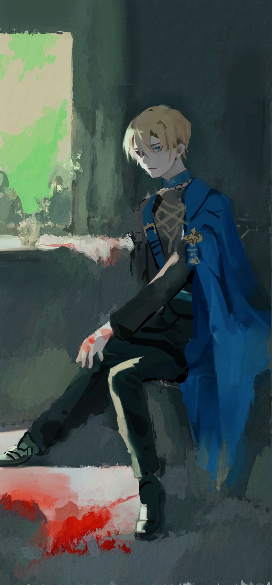 The Big ImageBoard (TBIB) - 1boy bags under eyes belt belt buckle black pants black shirt blonde ...