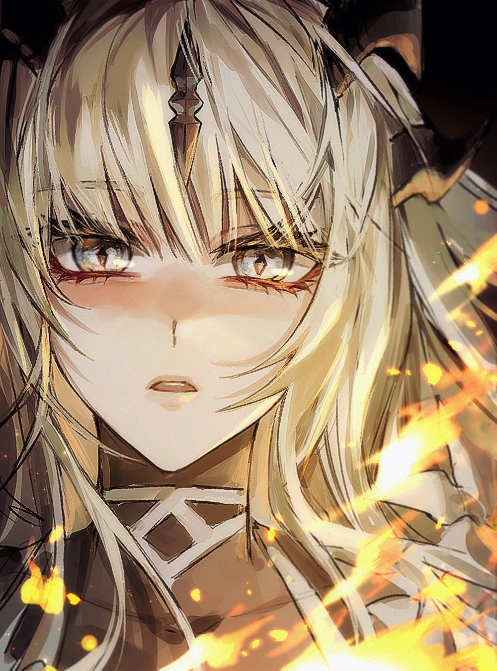 The Big ImageBoard (TBIB) - 1girl ara 200117 arknights black shirt blonde hair blunt bangs ...