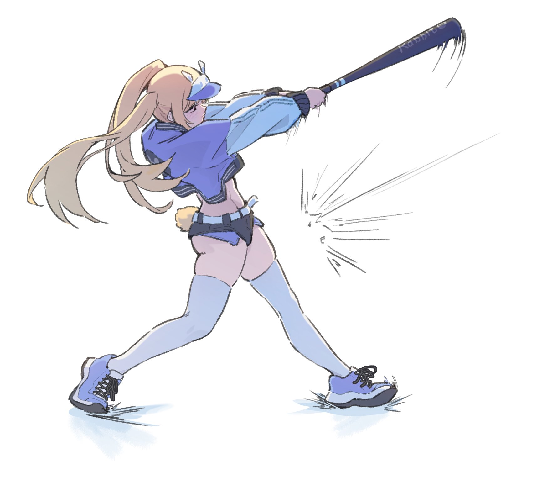 The Big ImageBoard (TBIB) - 1girl baseball bat baseball club mob (draco) black shorts blonde ...