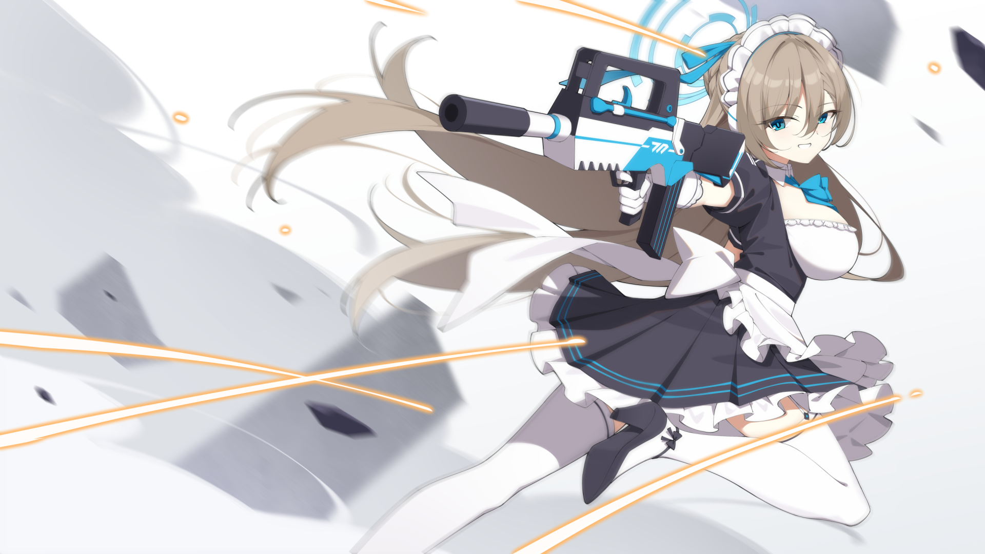 The Big ImageBoard (TBIB) - 1girl aiming apron assault rifle asuna ...
