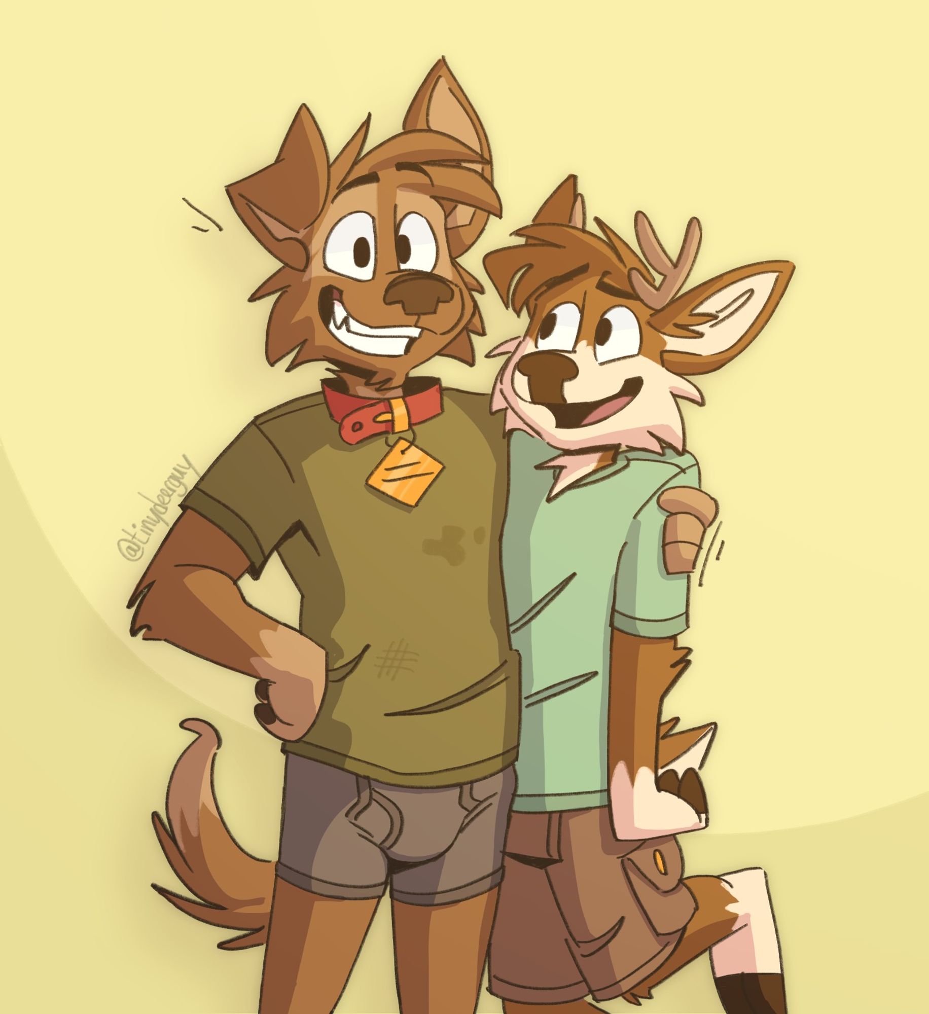 The Big ImageBoard (TBIB) - anthro antlers arm around shoulders bottomwear boxer briefs brown ...