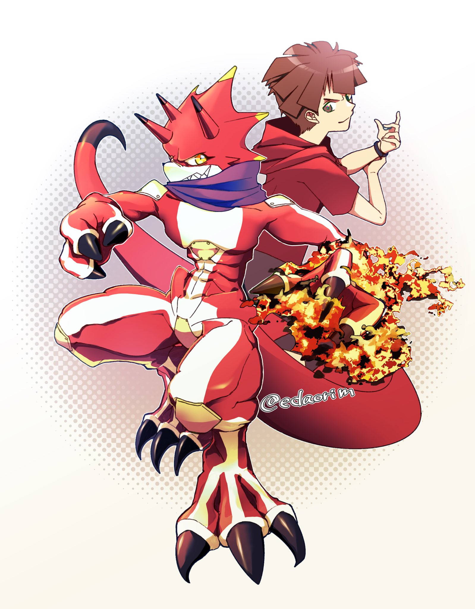 The Big ImageBoard (TBIB) - abs anthro bandai namco betelgammamon brown hair ceratopsian claws ...