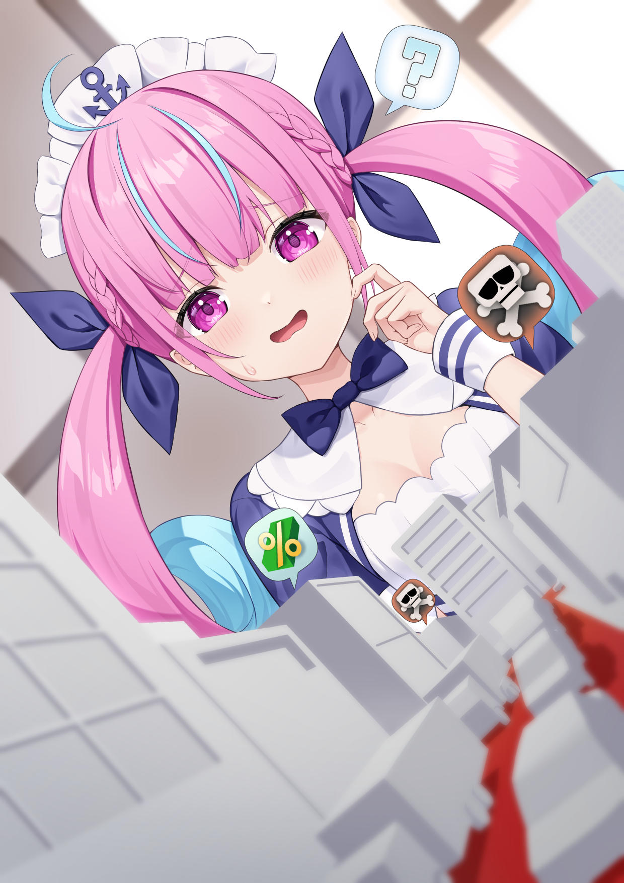 The Big ImageBoard (TBIB) - 1girl ahoge anchor symbol blue bow blue bowtie blue dress blue hair ...