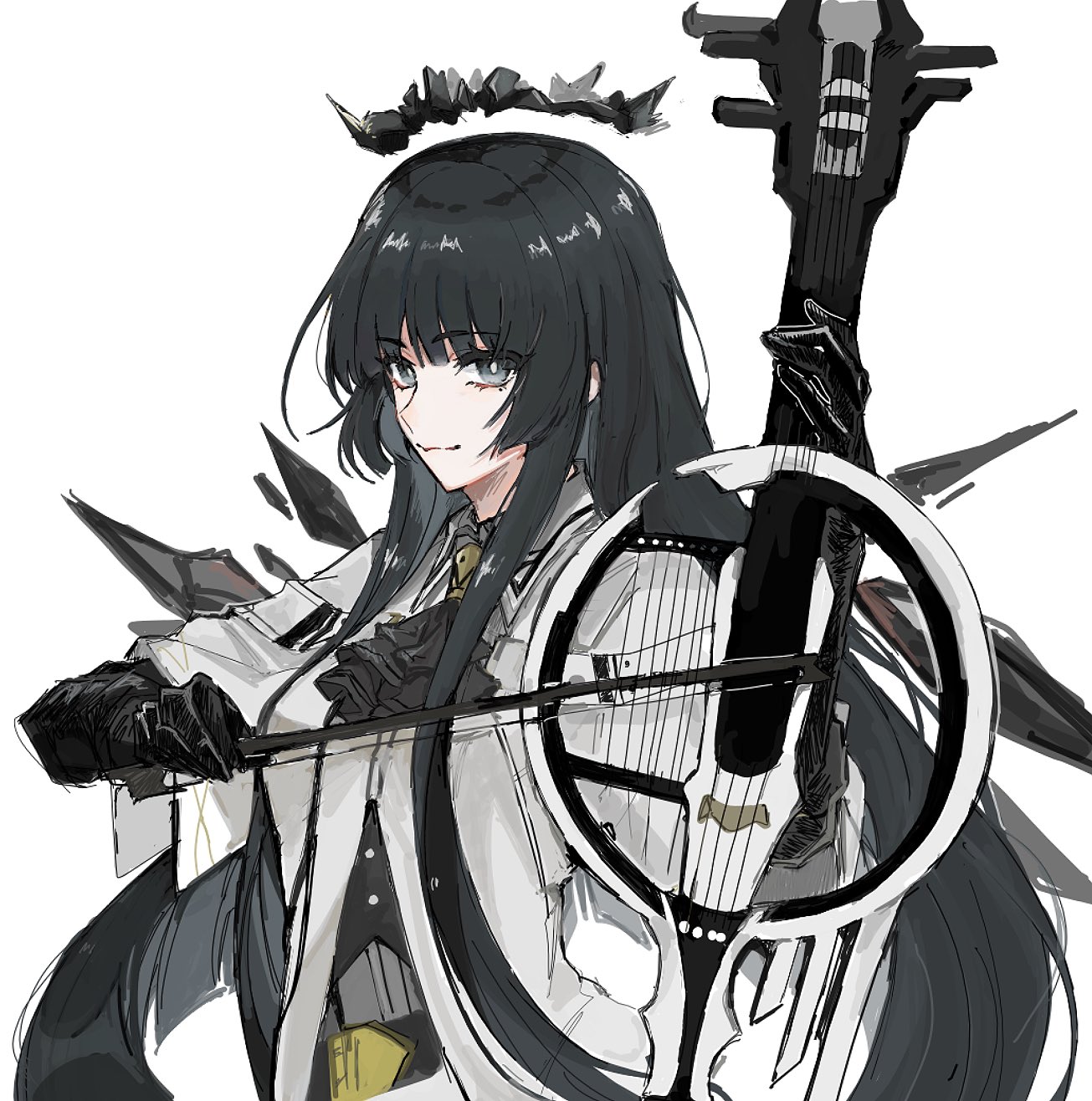 The Big ImageBoard (TBIB) - 1girl arknights ascot black ascot black gloves black hair bright ...