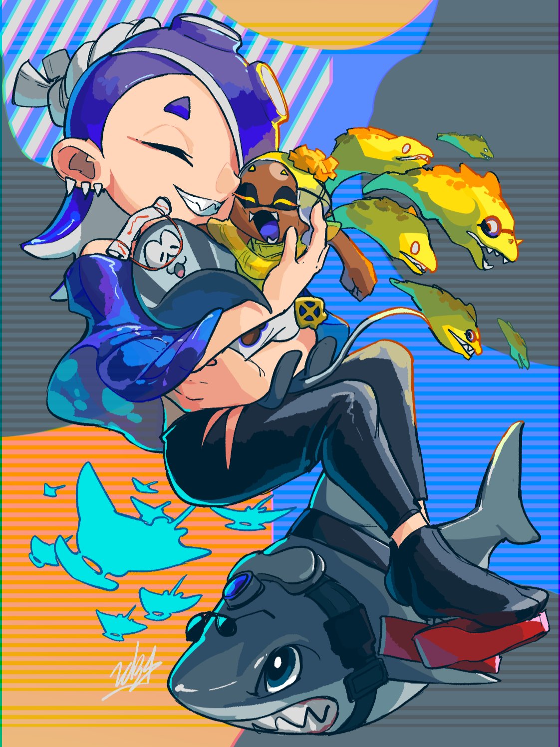 The Big ImageBoard (TBIB) - 1boy 2girls ^ ^ big man (splatoon) black ...
