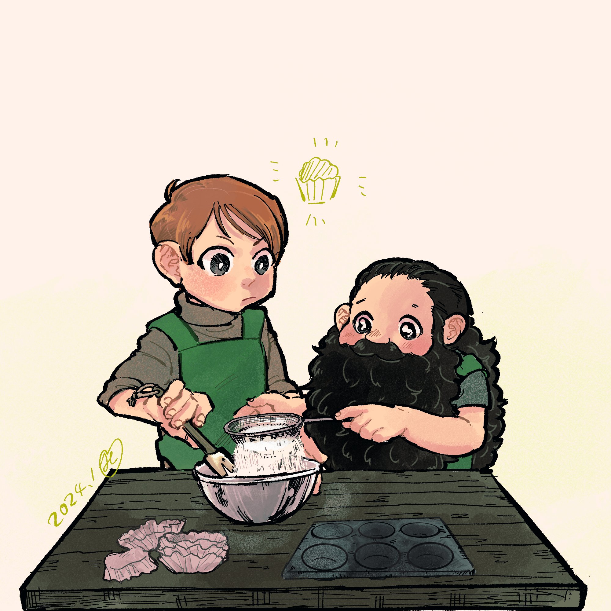 The Big ImageBoard (TBIB) - 2boys :/ alternate species apron beard blush brown hair chilchuck ...