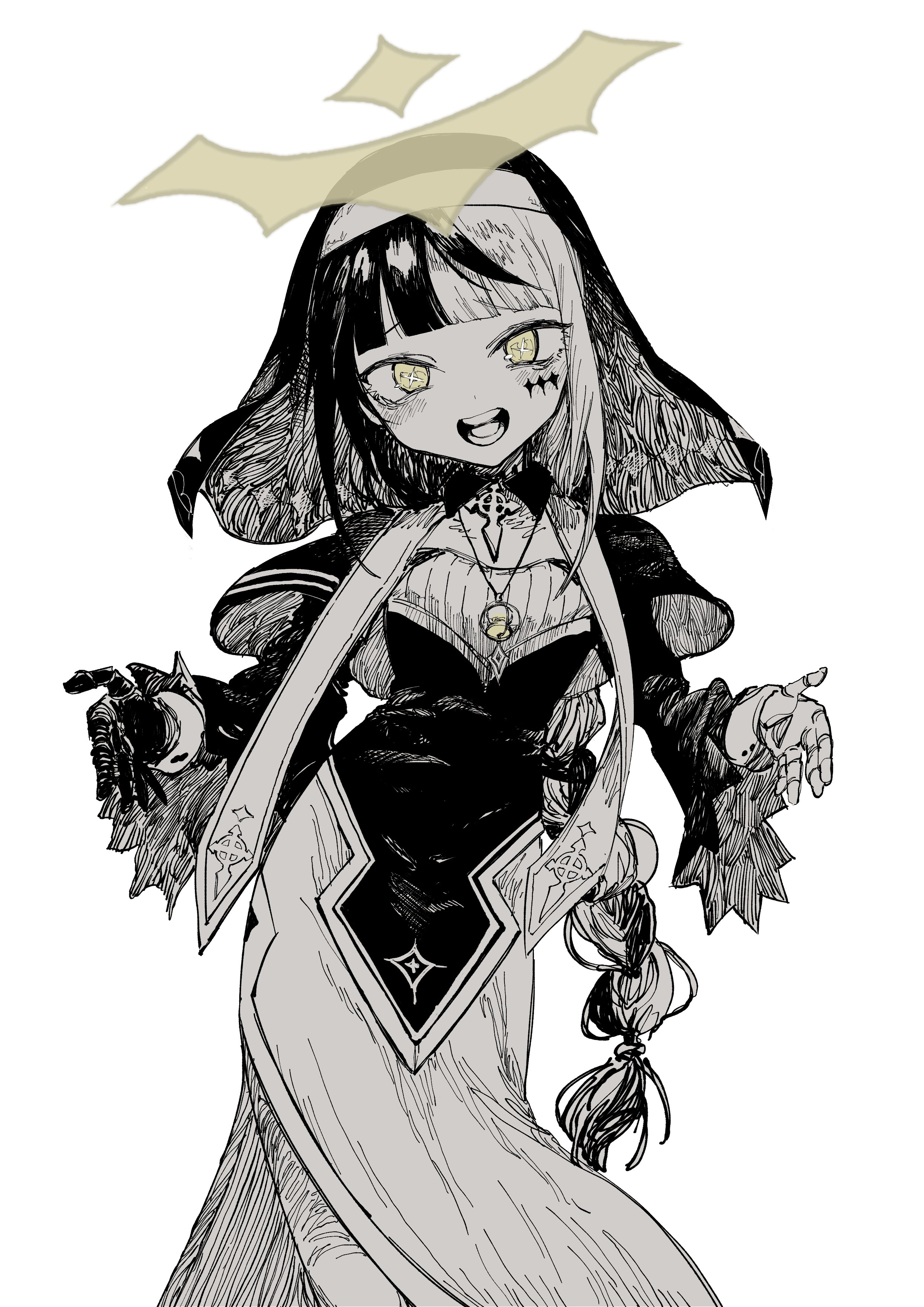 The Big ImageBoard (TBIB) - 1girl :d absurdres arrow cross black capelet black hair blush ...